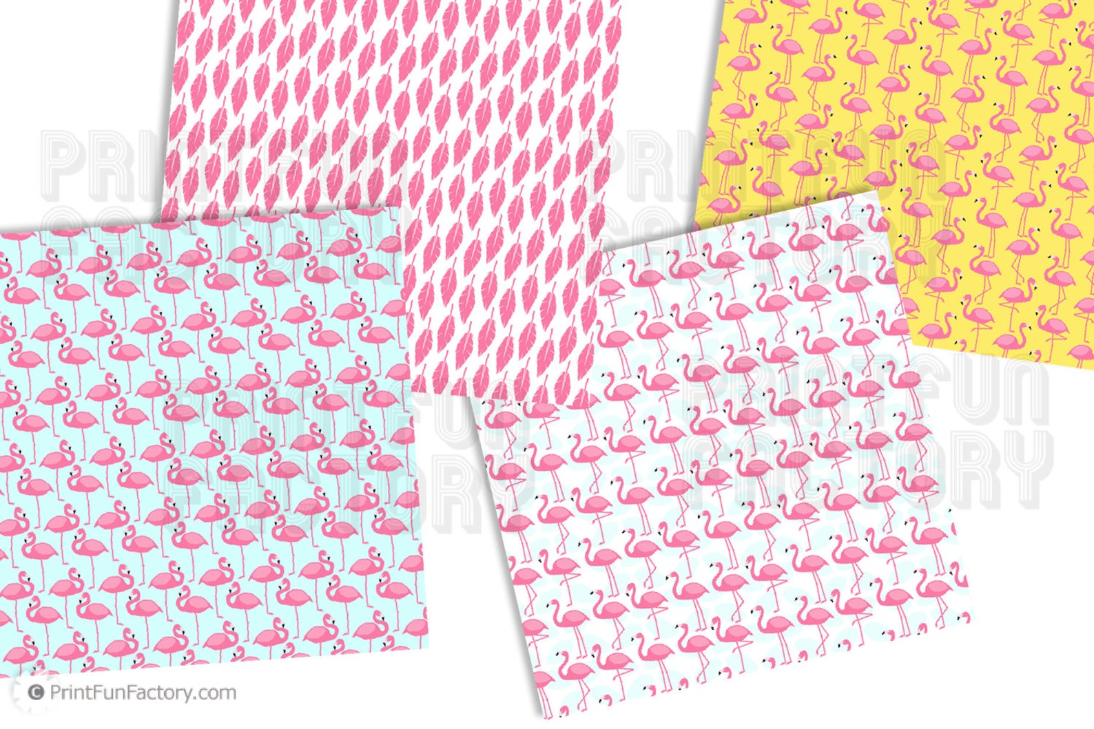 Flamingo Digital Paper Flamingo Pink Yellow & Mint Blue - Etsy