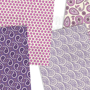 Paisley Digital Paper - Doodle Paisley Purple and Pink Background Paper ...
