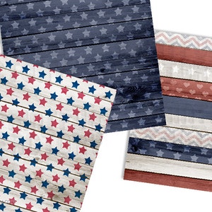 USA Digital Paper - United States Wood American Flag Colors - 12 ...