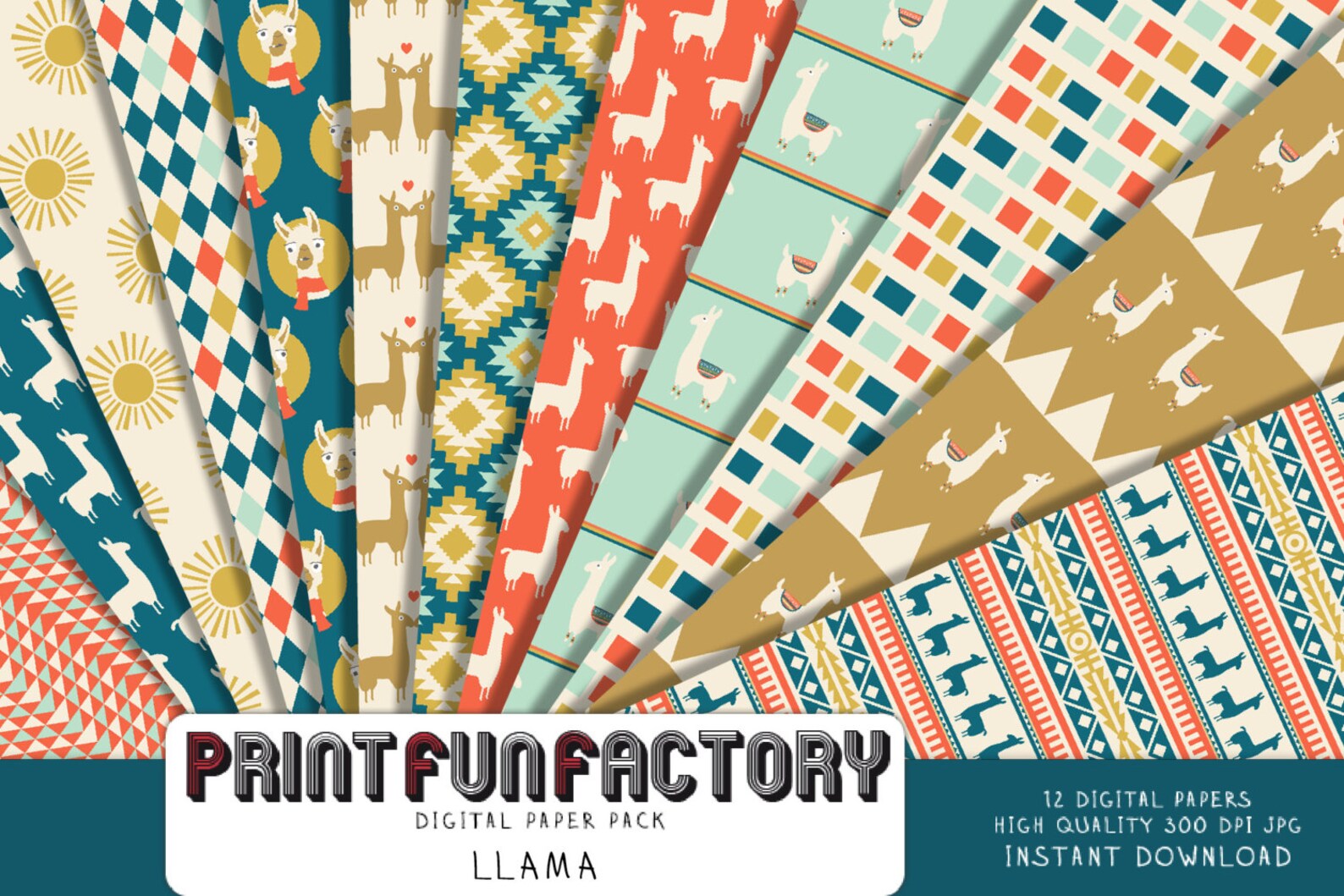 Llama Digital Paper - Llama Background Paper - 12 Digital Papers (#199 ...