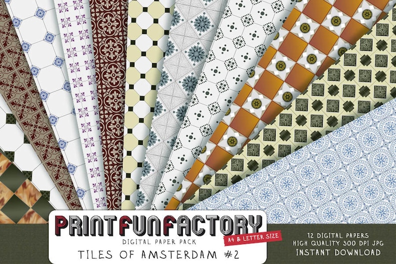 Dutch Digital Paper Tiles of Amsterdam Scrapbook Backgrounds - Etsy