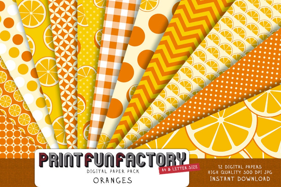 Oranges Digital Paper - Fruit Background Sunny Orange Dots Patterns ...