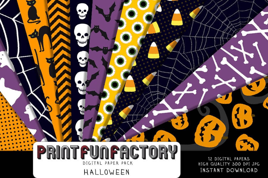 Halloween Digital Paper - 12 Digital Papers (#007) INSTANT DOWNLOAD - Etsy