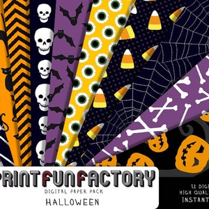 Halloween Digital Paper - 12 Digital Papers (#007) INSTANT DOWNLOAD - Etsy
