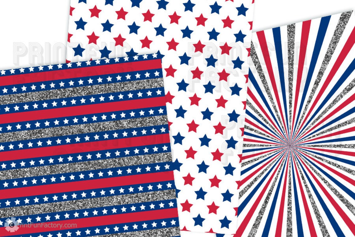 USA Digital Paper United States Stars Stripes Patriotic - Etsy