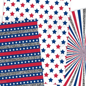 USA Digital Paper - United States Stars Stripes Patriotic Background ...