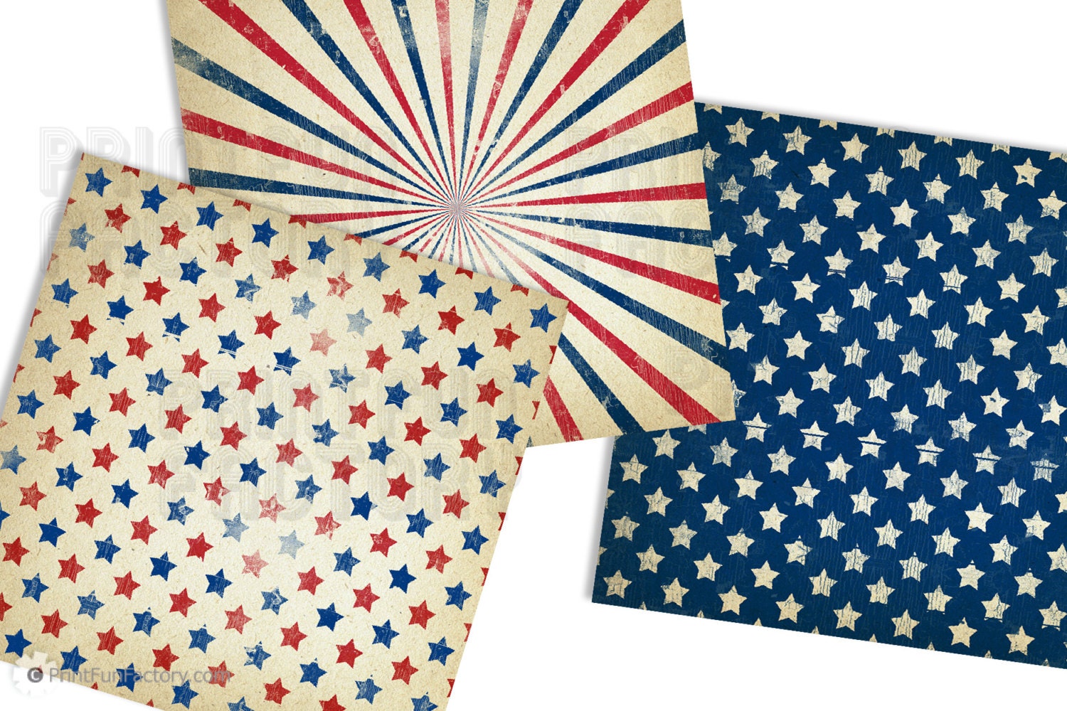 Patriotic Digital Paper Vintage United States Stars Stripes - Etsy