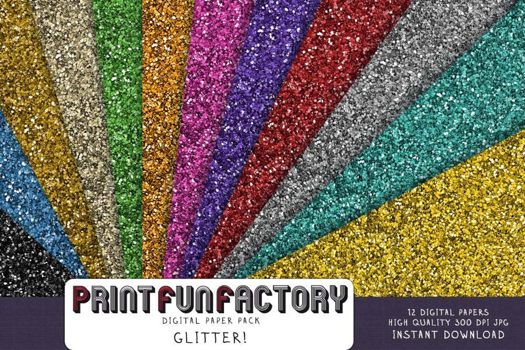 Glitter Digital Paper - Color Glitter Scrapbook Backgrounds - 12 ...