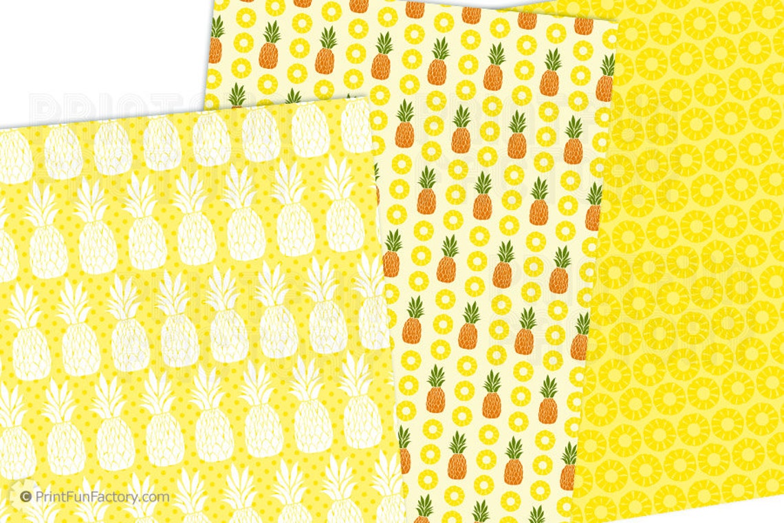 Pineapple Digital Paper - Fruit Background Summer Pineapple Slices ...