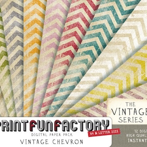 Chevron Digital Paper - Vintage Zig Zag Chevron Distressed Scrapbook ...
