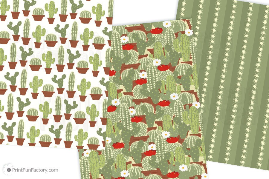 Cactus Digital Paper Cacti Paper Cactuses Background Nature - Etsy