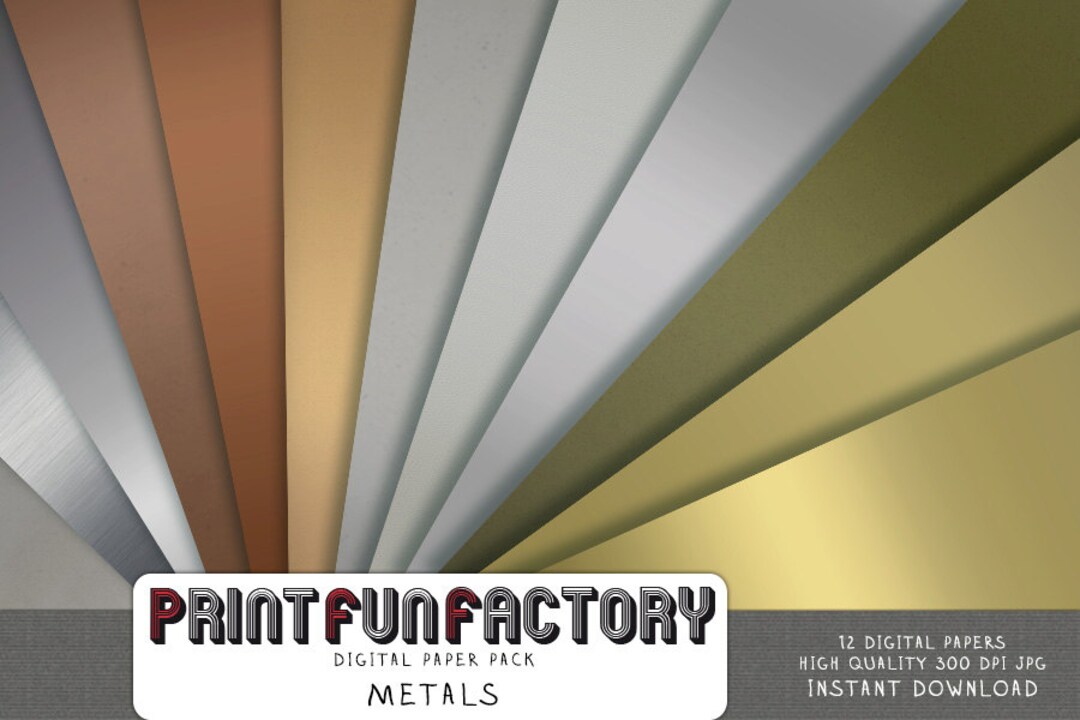 Metals Digital Paper - Gold Background Paper Silver Bronze Copper ...