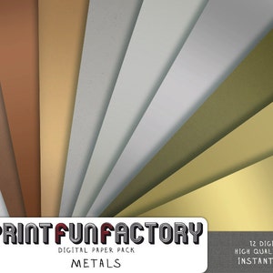 Metals Digital Paper - Gold Background Paper Silver Bronze Copper ...