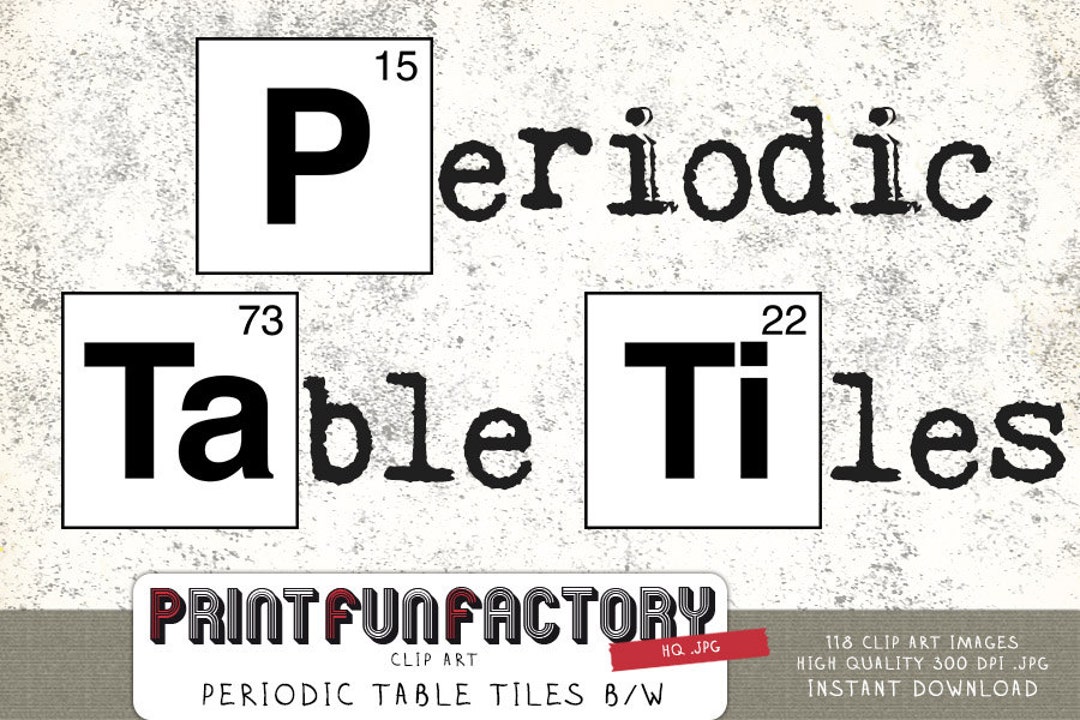 Periodic Table Tiles Black White Clip Art INSTANT DOWNLOAD - Etsy