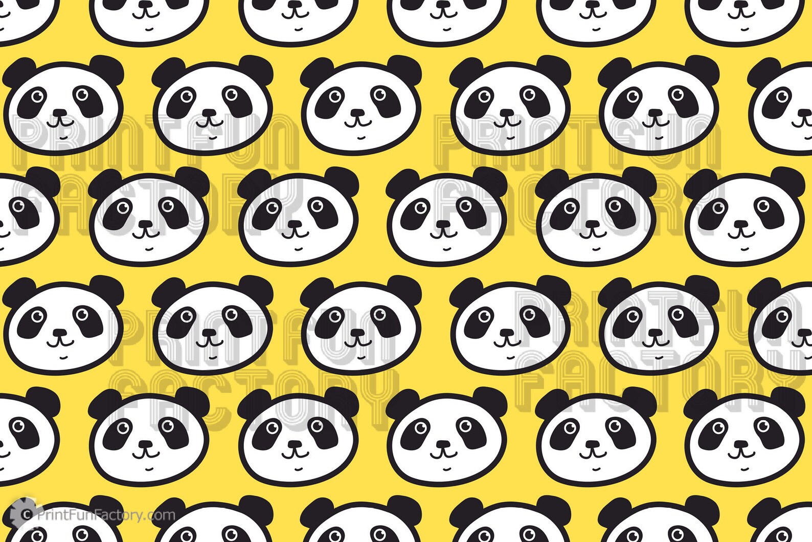 Panda Digital Paper - Panda Black and White, Green, Yellow Background ...