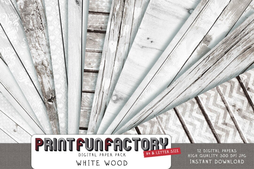 White Wood Digital Paper - White Wash Pattern Distressed Wood Wedding ...