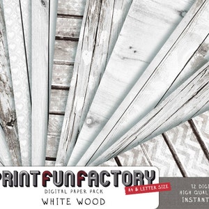 White Wood Digital Paper - White Wash Pattern Distressed Wood Wedding ...