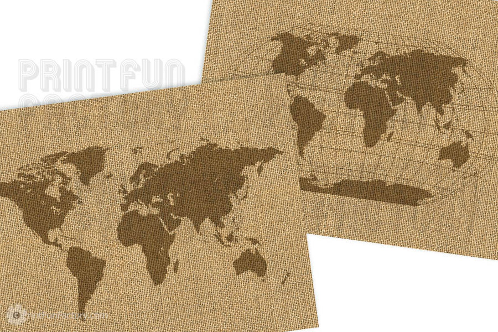 World Maps Digital Paper Maps of the World Burlap - Etsy
