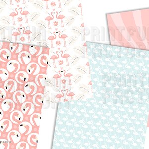 Flamingo Digital Paper - Flamingo Pastel Background Paper - 12 Digital ...