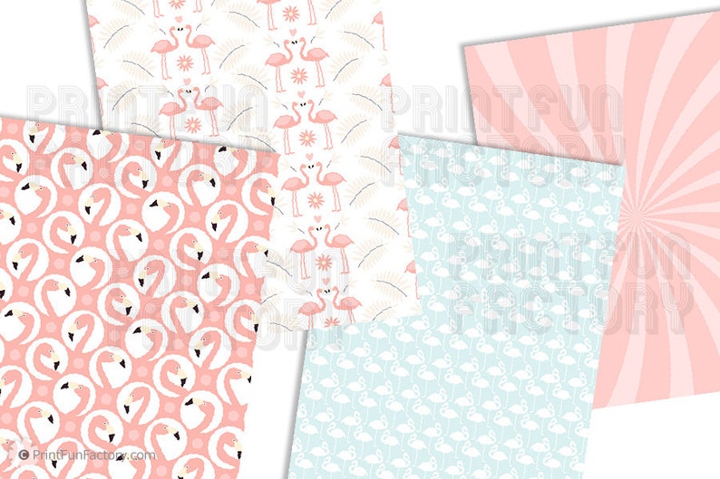 Flamingo Digital Paper - Flamingo Pastel Background Paper - 12 Digital ...