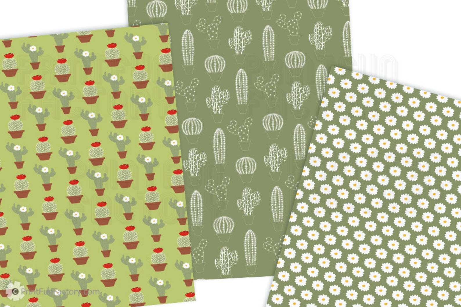 Cactus Digital Paper Cacti Paper Cactuses Background Nature - Etsy