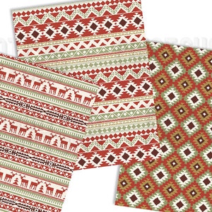 Aztec Christmas Digital Paper - Christmas Aztec Tribal Pattern ...
