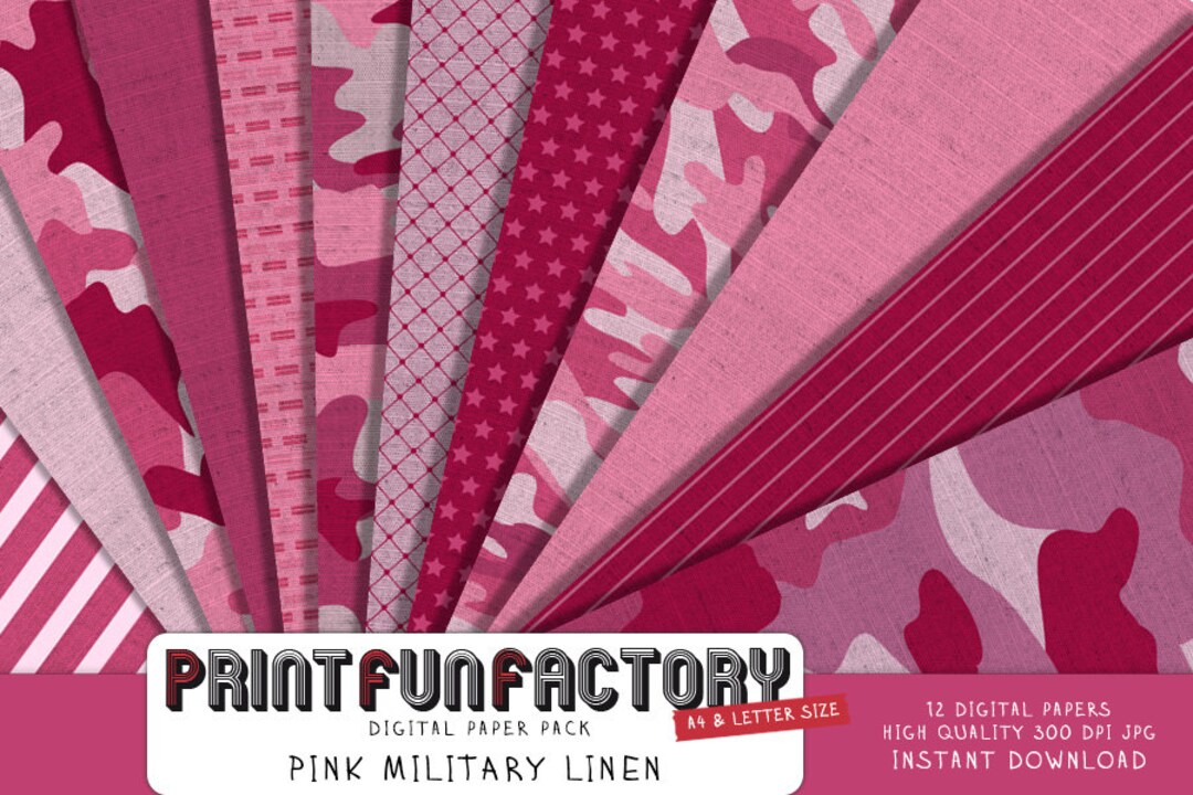 Camo Digital Paper - Pink Military Army Camouflage Pattern Fabric - 12 ...