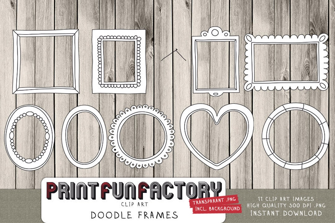 Doodle Frames Clip Art INSTANT DOWNLOAD - Etsy