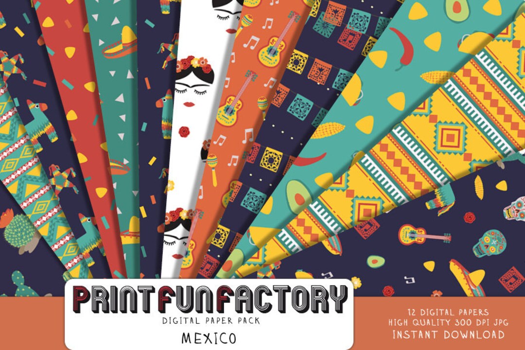 Mexico Digital Paper - Fiesta Scrapbook Background Dia De Los Muertos ...