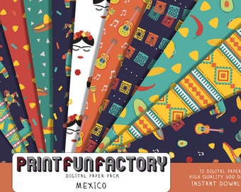 Cinco De Mayo Digital Paper Fiesta Scrapbook Papers Mexican - Etsy