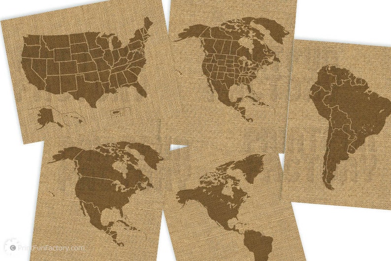 World Maps Digital Paper Maps of the World Burlap - Etsy
