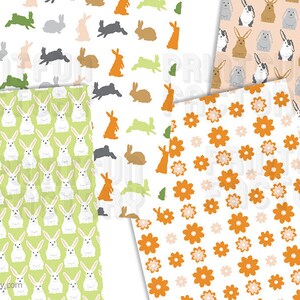 Bunny Digital Paper - Bunnies Digital Background Paper - 12 Digital ...