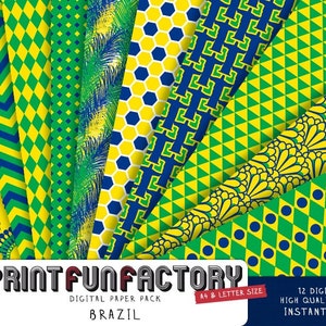 Brazil Digital Paper - Brasil Colors Scrapbook Background Paper - 12 ...