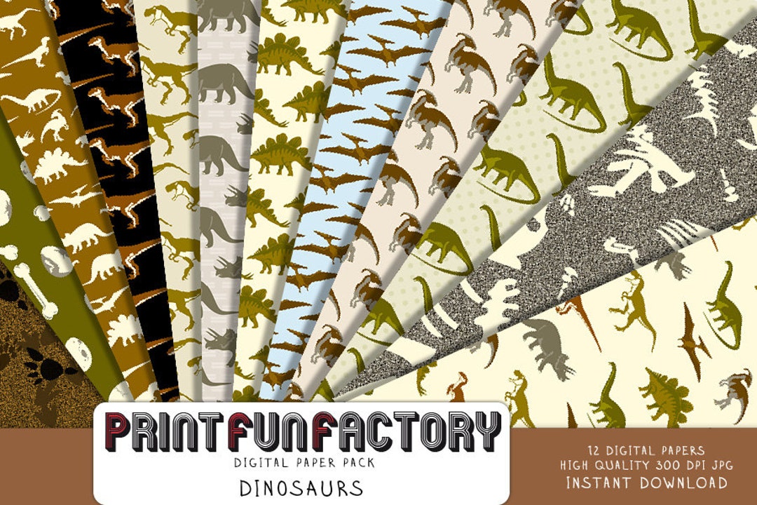 Dinosaur Digital Paper - Dinosaurs Jurassic Background Paper - 12 ...