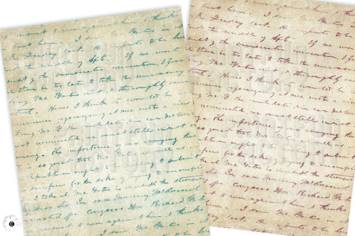 Handwriting digital paper Vintage writing text on old | Etsy