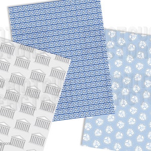 Greek Digital Paper - Greece Scrapbook Background Paper - 12 Digital ...