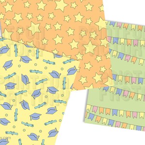Graduation Digital Paper - Pastel Graduation School Party - 12 Digital ...