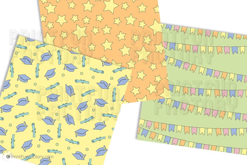 Graduation Digital Paper - Pastel Graduation School Party - 12 Digital ...