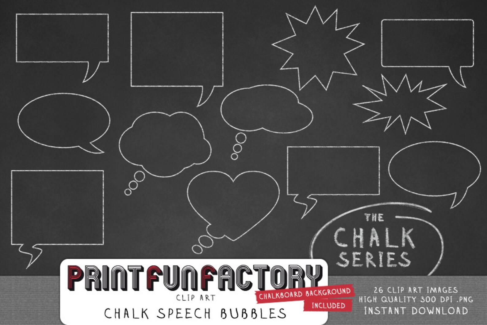 Chalk Speech Bubbles Clip Art INSTANT DOWNLOAD | Etsy