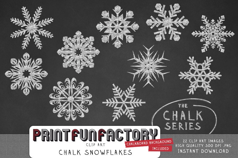 Chalk Snowflakes Clip Art INSTANT DOWNLOAD - Etsy