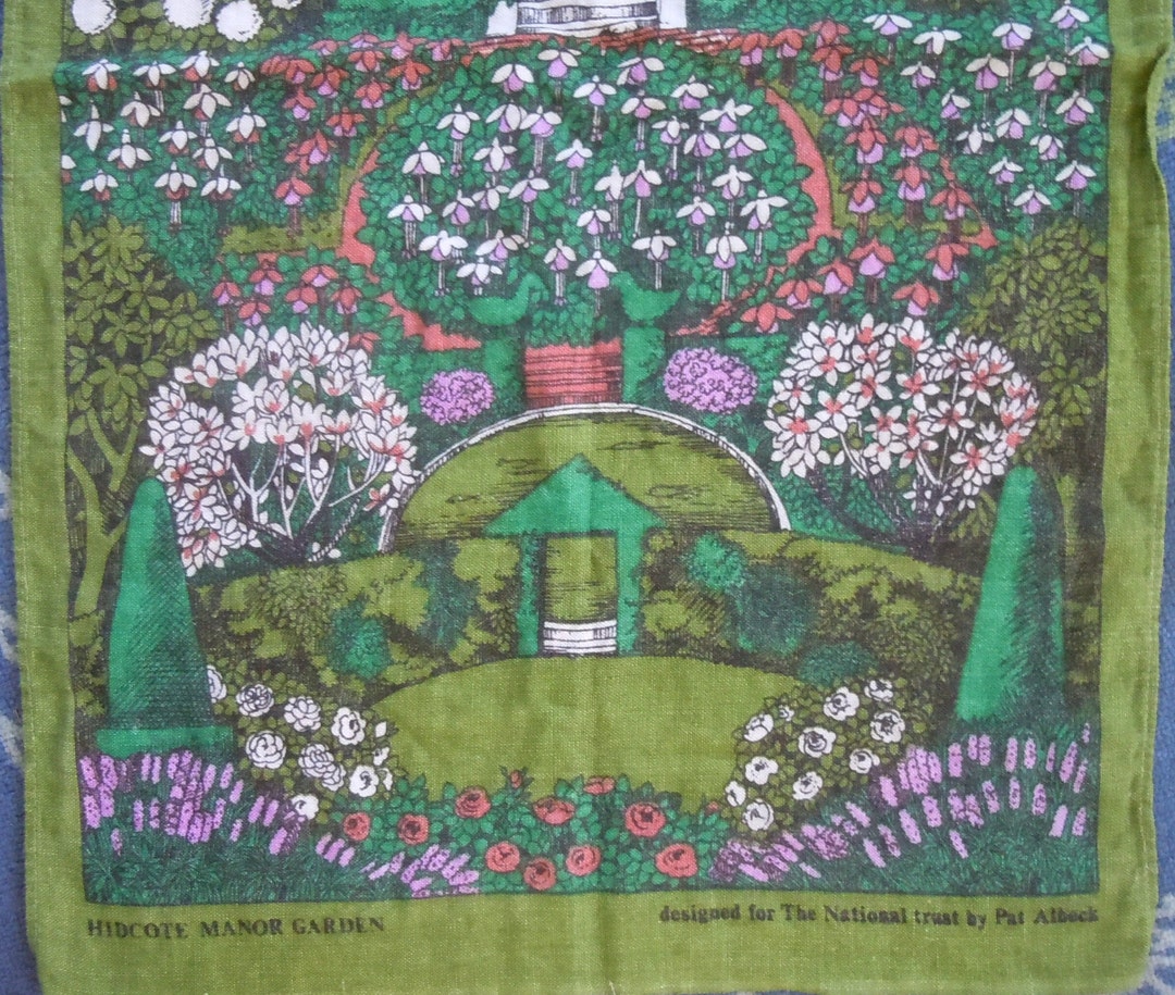 80's Hidcote Tea Towel Hidcote Manor Garden Signed Pat Albeck National ...