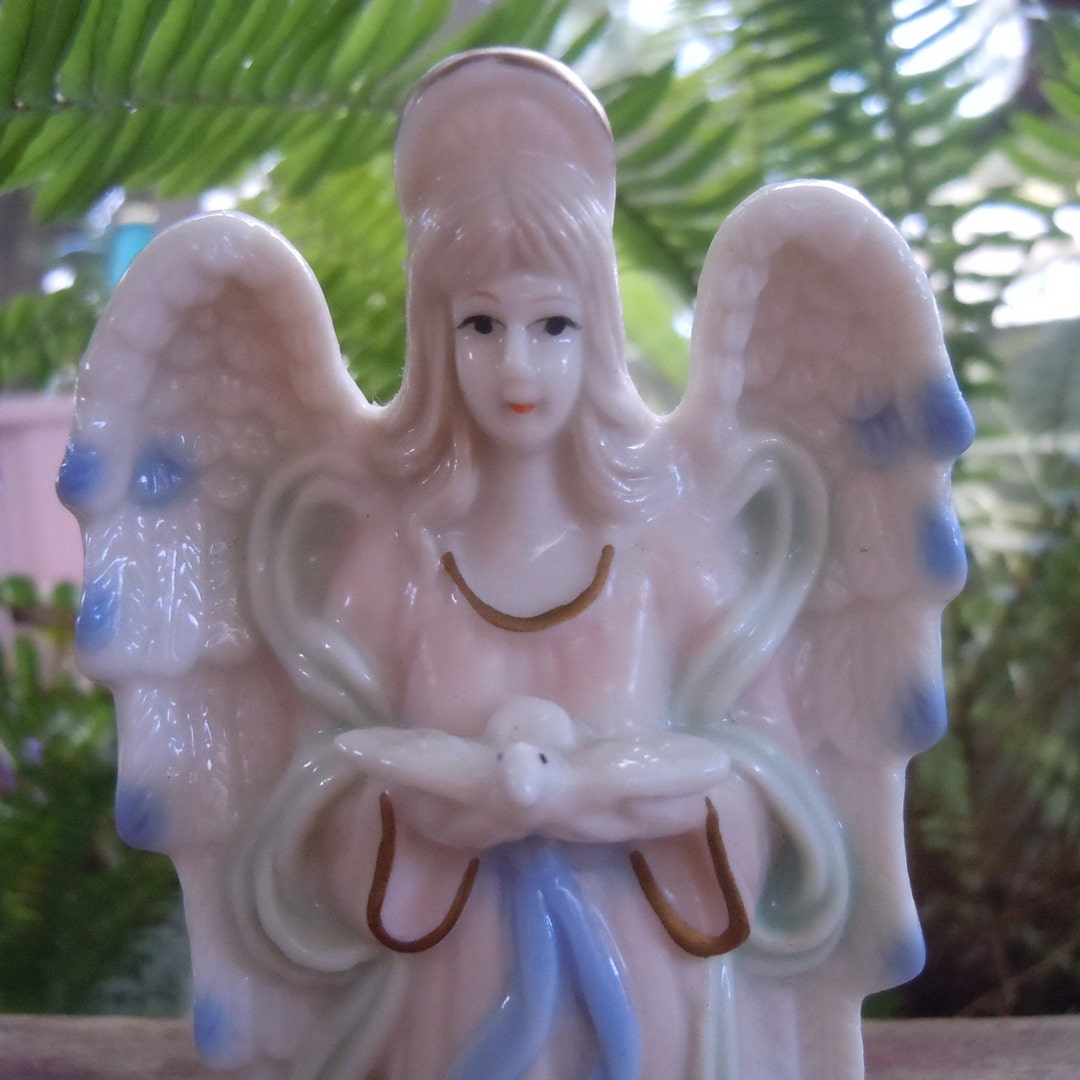 Angel and Dove Winged Angel With Dove Porcelain Small Angel Figurine - Etsy