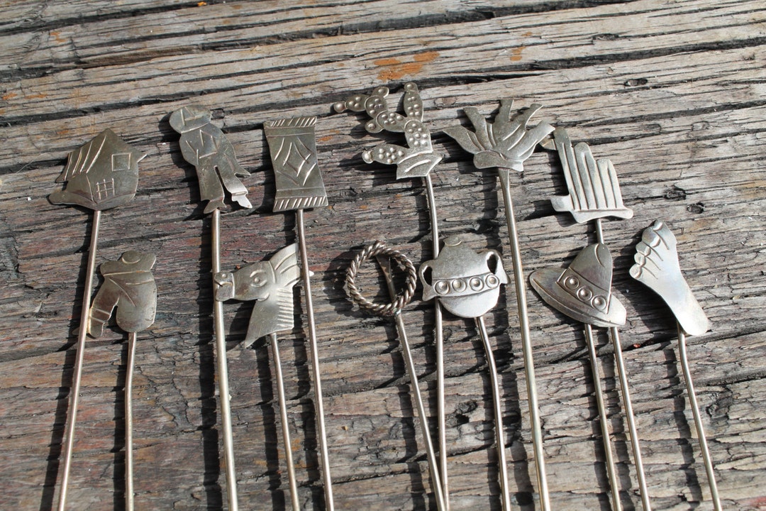 RARE Appetizer Forks Mexican Theme, Serving Forks Hecho En Mexico, Hors ...