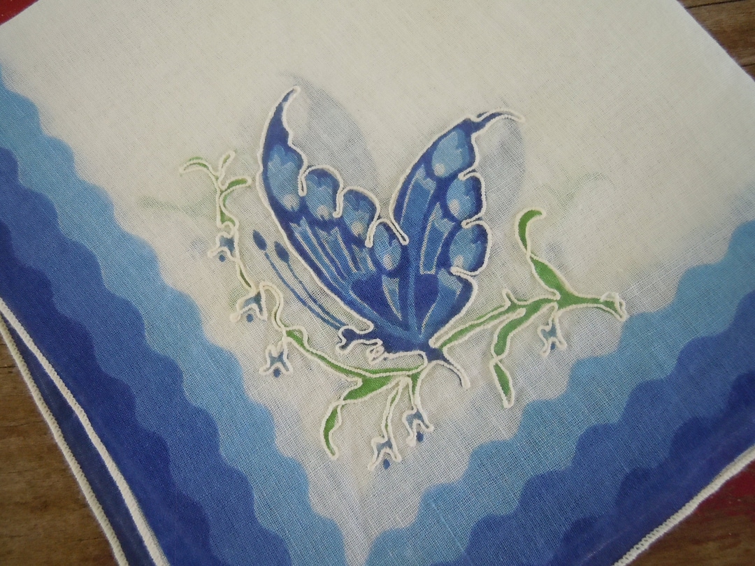 Blue Butterfly Hankie Something Blue Handkerchief Wedding Butterfly ...
