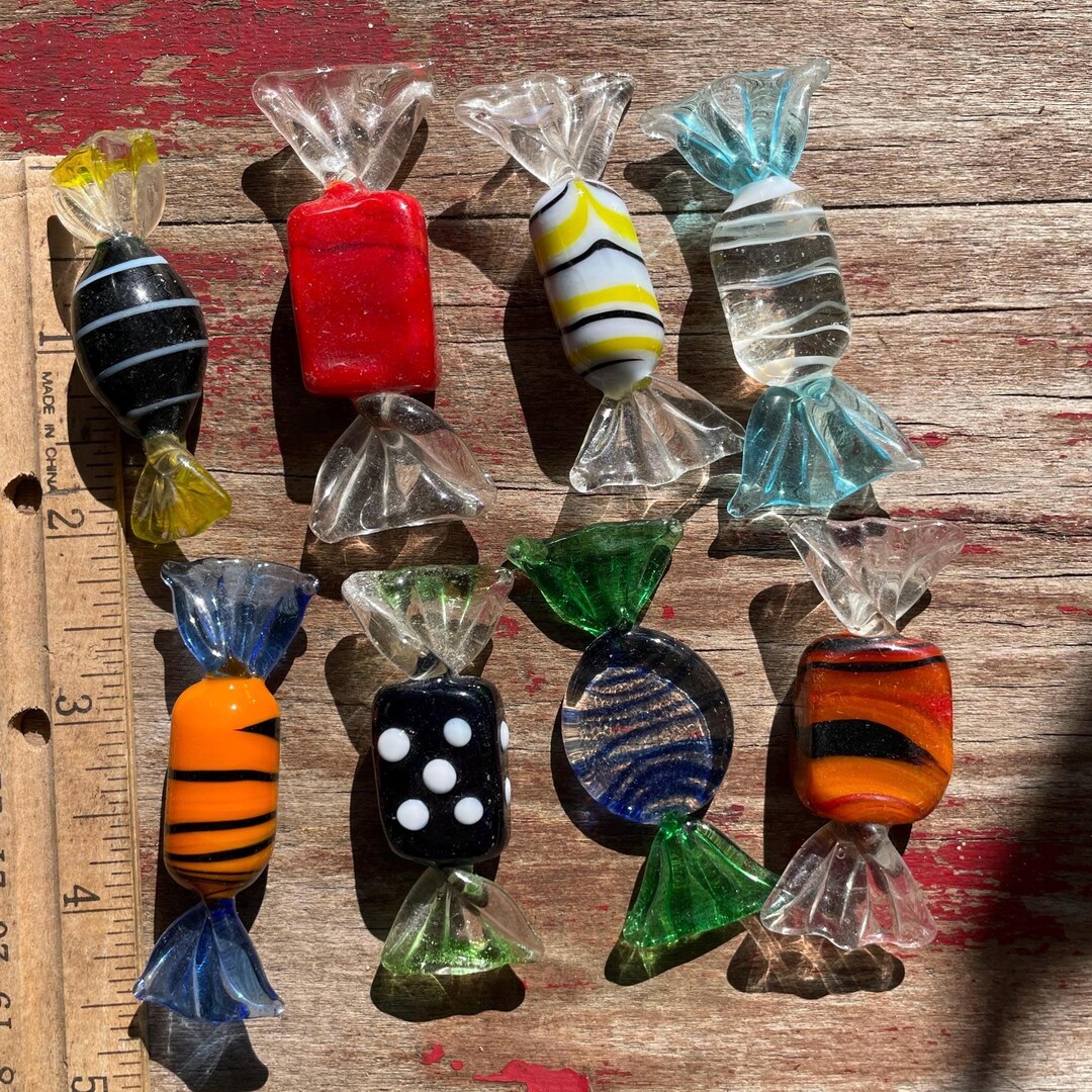 Mini Glass Candy Multi-color Glass Candy Assorted Colors Twist Striped ...