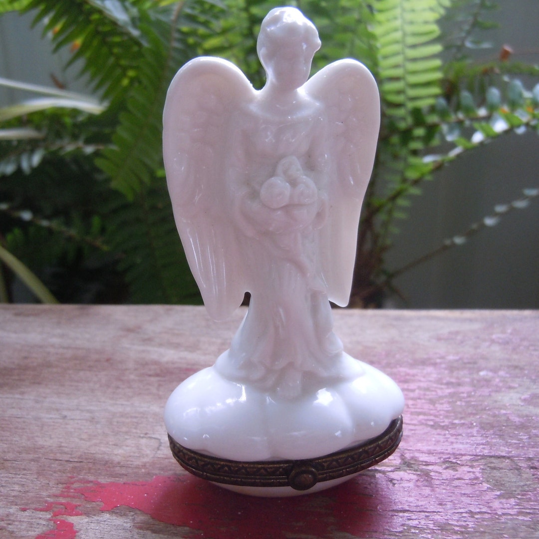 Angel Box White Angel Porcelain Angel Box Angel Figurine Christmas ...