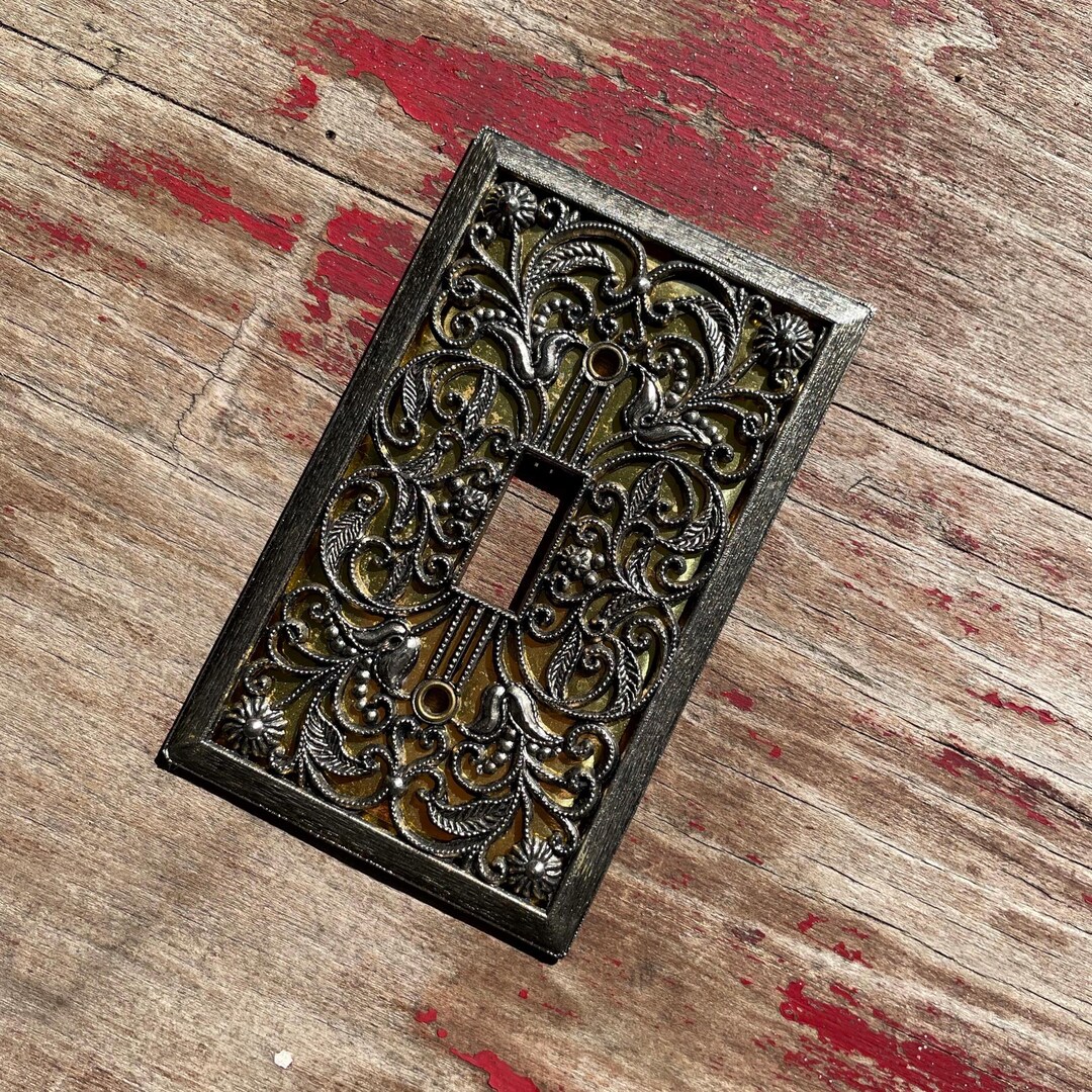 Light Switch Cover Gold Tone Switch Cover, Gold Tone Plastic Insert ...