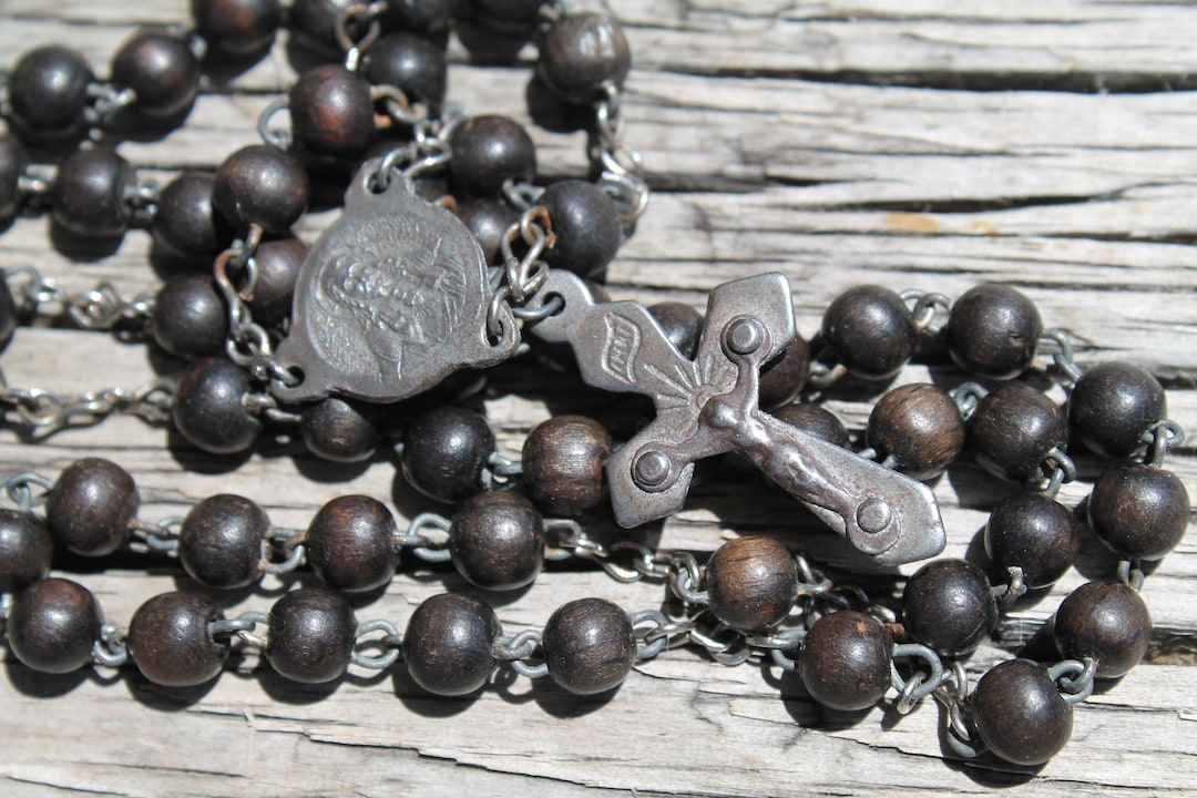 Wooden Bead Rosary Wood Bead Rosary France, Catholic Rosary, Unique ...