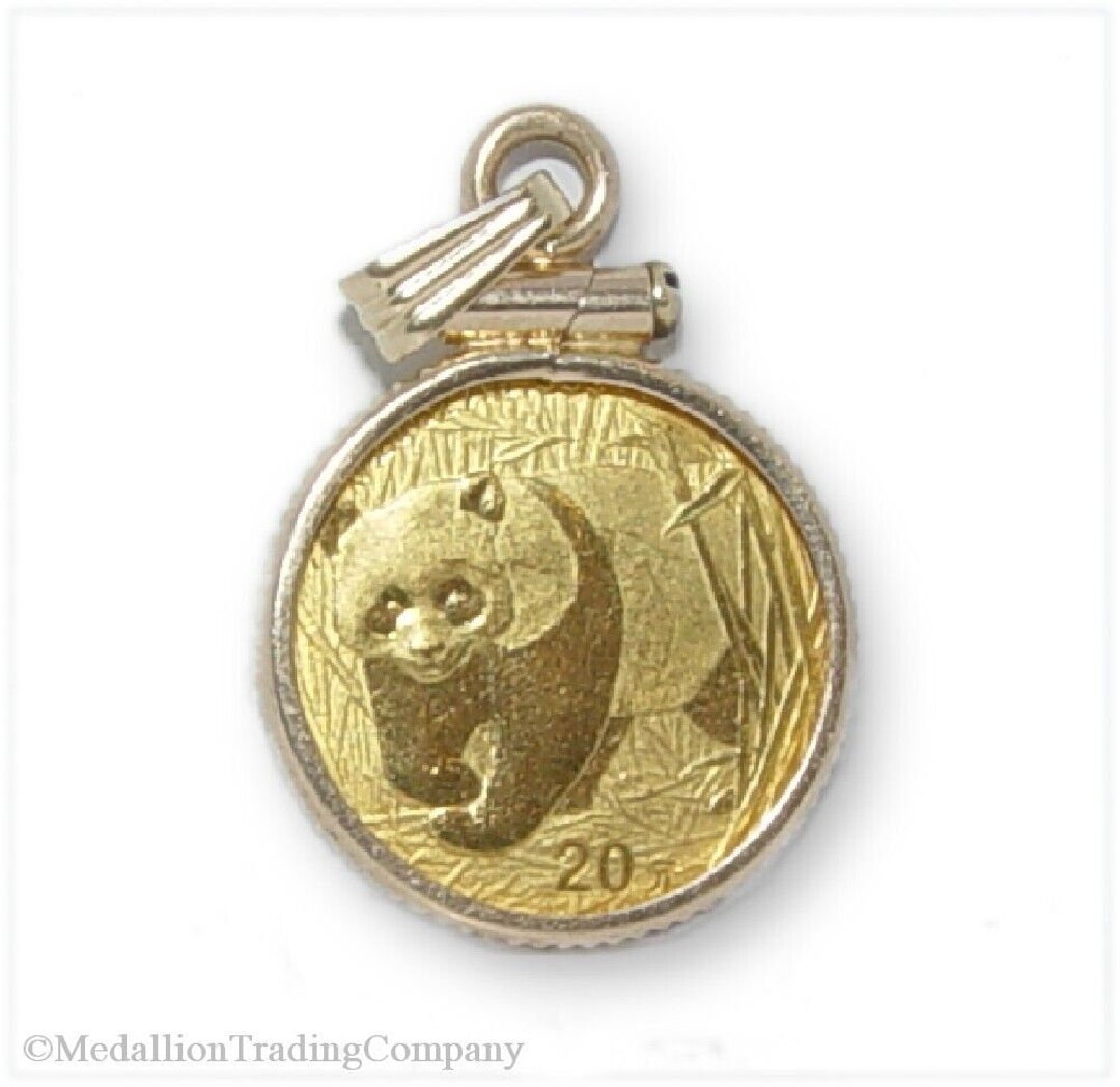 2001 20 Yuan 24k Gold Chinese Panda Coin Reversible 14k Coin Edge Clip ...