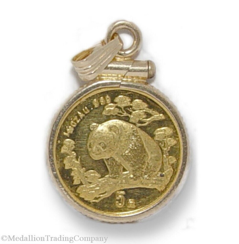 1997 5 Yuan 24k Gold Chinese Panda Coin Reversible 14k Coin Edge Clip ...